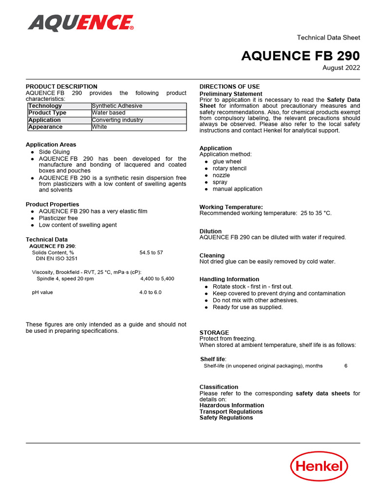 Aquence FB 290-En | Download Free PDF | Adhesive | Product Liability