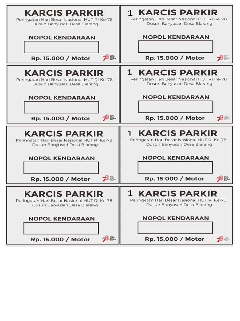 Karcis Parkir | PDF