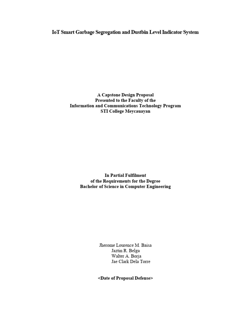 Iot Smart Garbage Segregation And Trashbin Indicator System Pdf