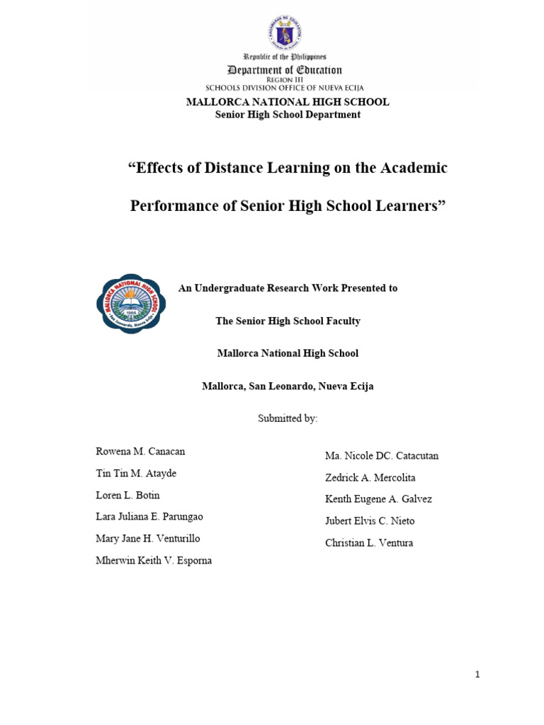 The Effects of Distance Learning On The Academic Performance of ...