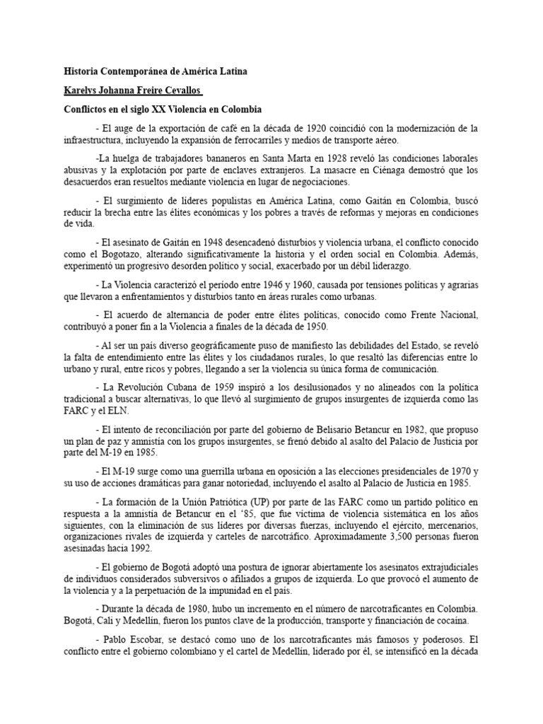 Violencia y Conflictos en Colombia XX | PDF | Colombia