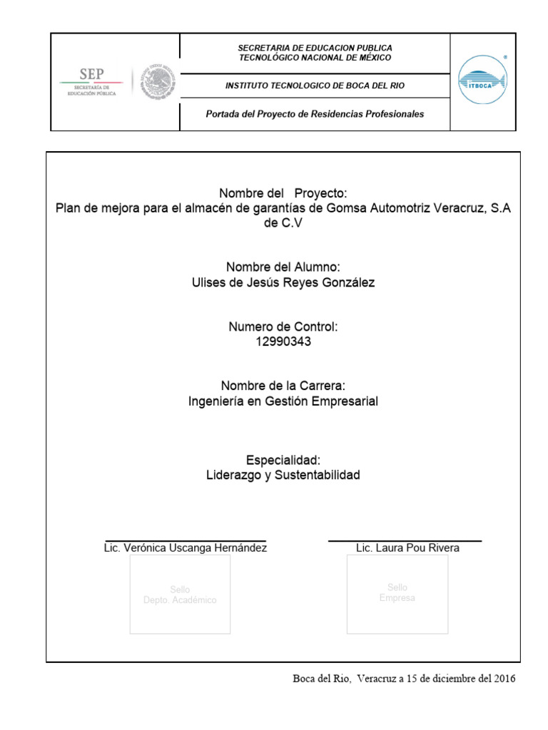 Proyecto Final Residencia Ulises Reyes González | PDF | Business