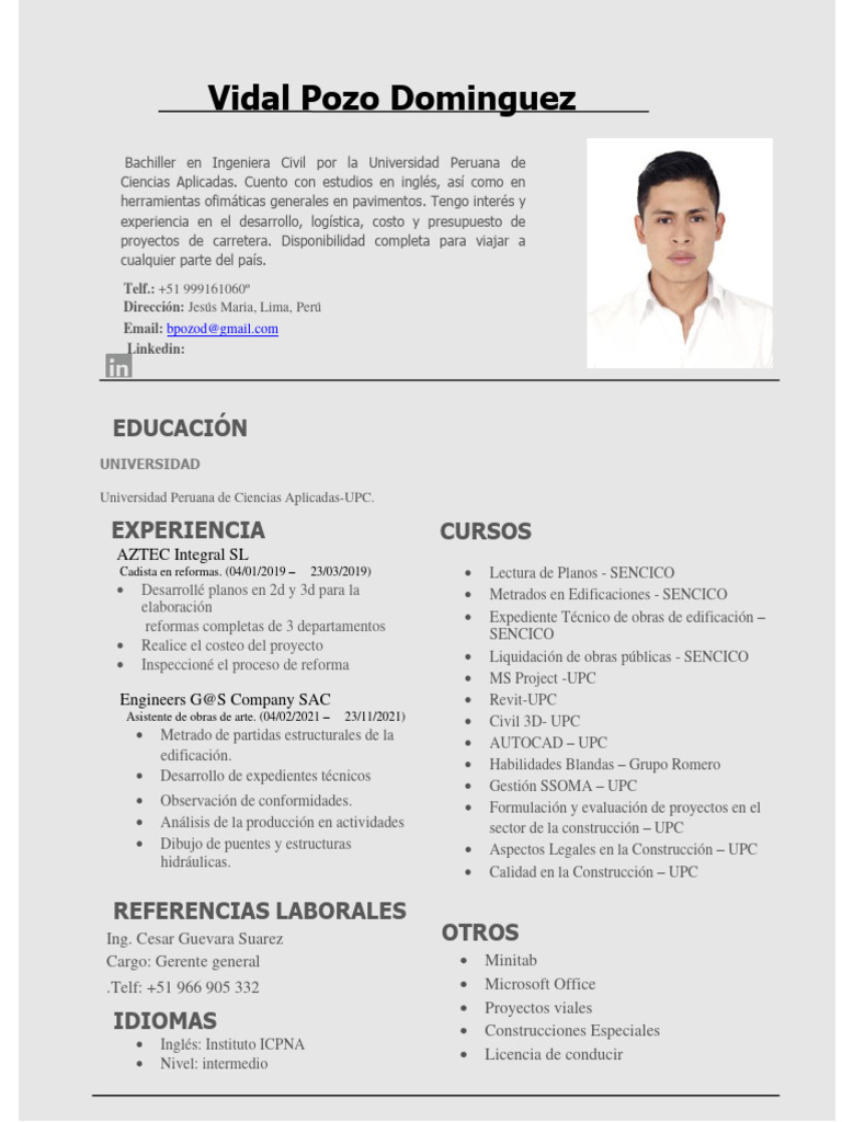 Cv-Bill Pozo 2022 - Merged | PDF | Ingeniería | Evaluación