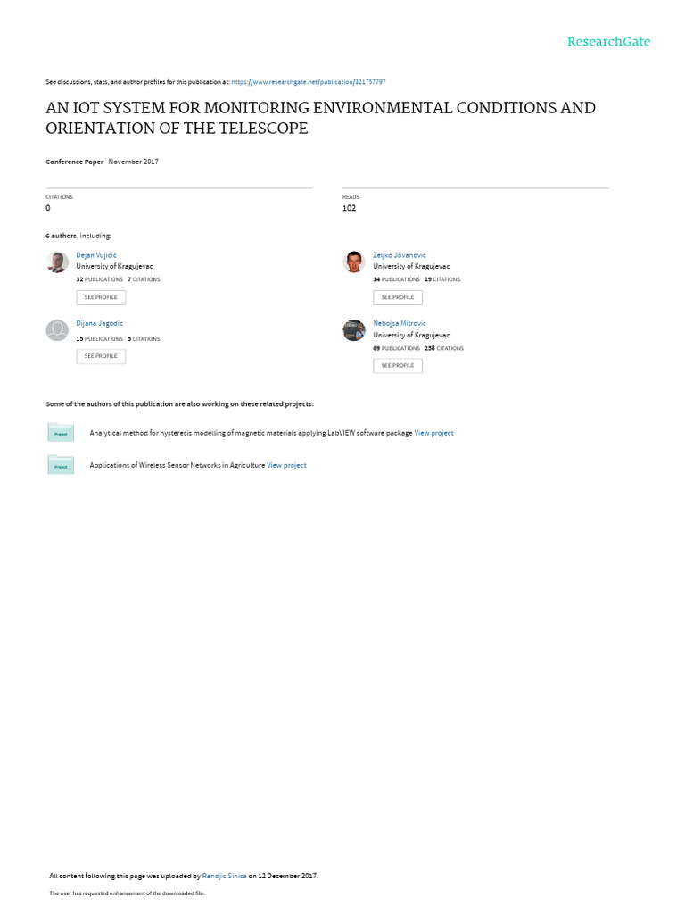 AN IOT SYSTEM FOR MONITORING ENVIRONMENTAL CONDITIONS | PDF | Raspberry Pi | Internet Of Things