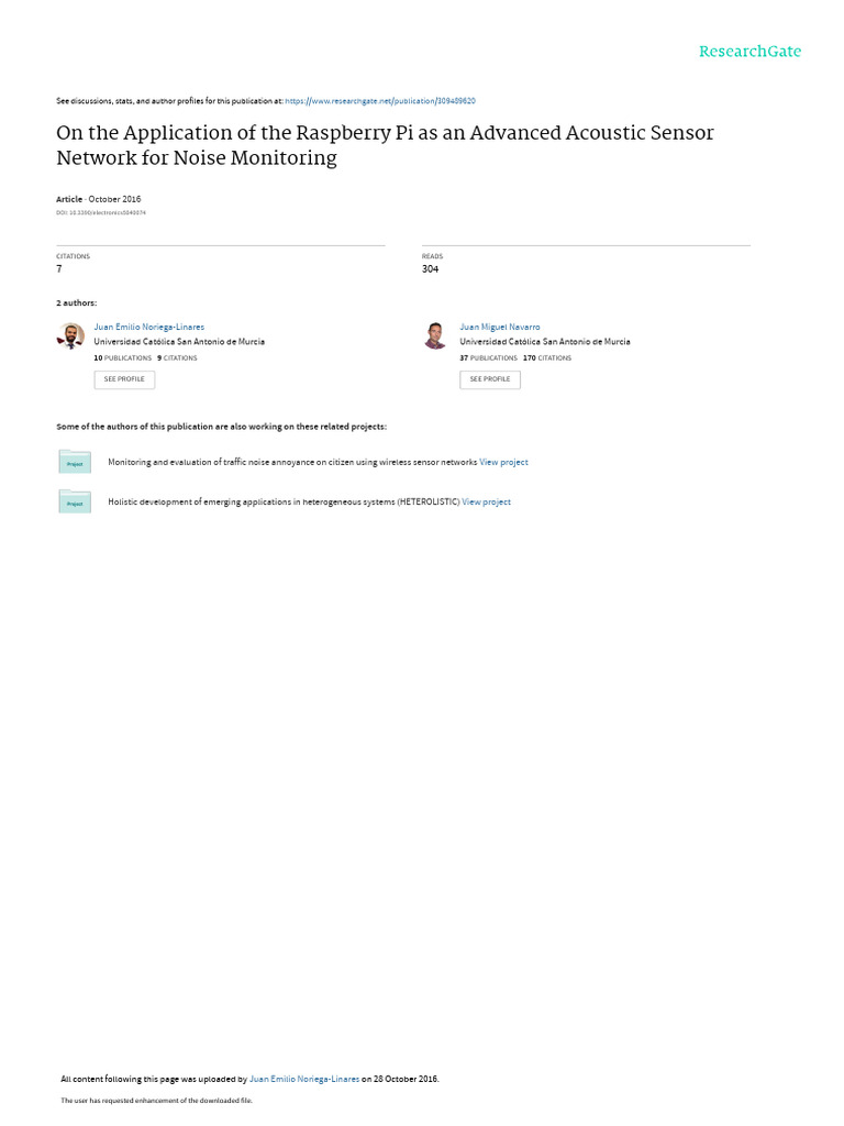 Application of The Raspberry Pi As An Advanced Acoustic Sensor Network ...