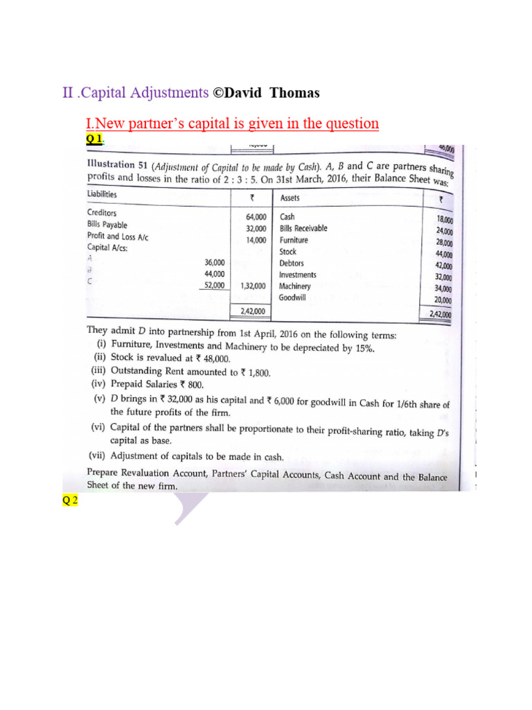 Admission of A Partner - Work Sheet No .4 | PDF | Balance Sheet ...