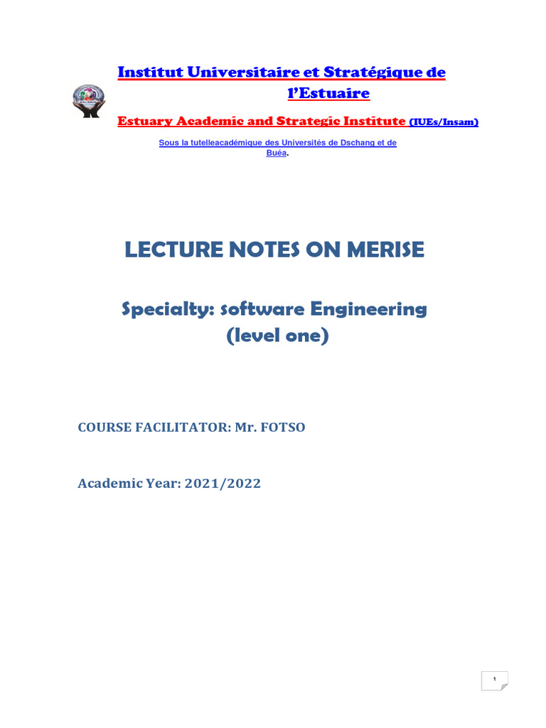 MERISE Lecture Notes: Software Engineering | PDF