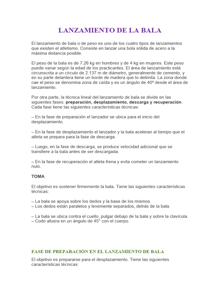 Lanzamiento de La Bala | PDF | Pie