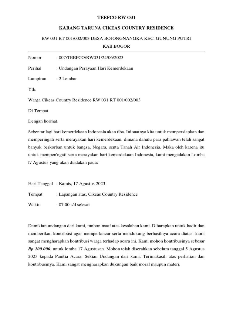 Proposal 17an Teefco 2023 | PDF | Olahraga & Rekreasi