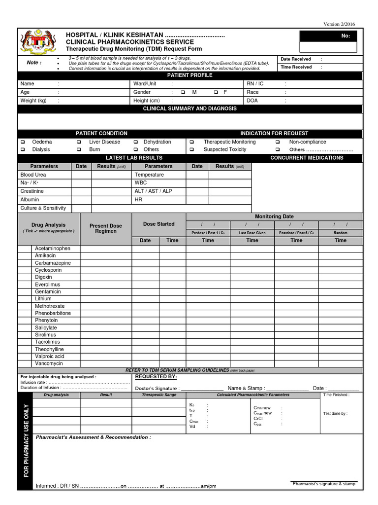 TDM MONITORING and SAMPLING GUIDELINE FORM Ver2.2016 | PDF