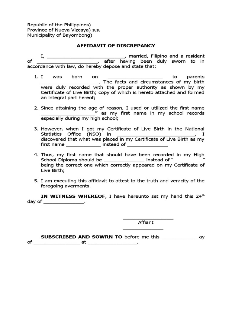 Affidavit of Discrepancy | PDF