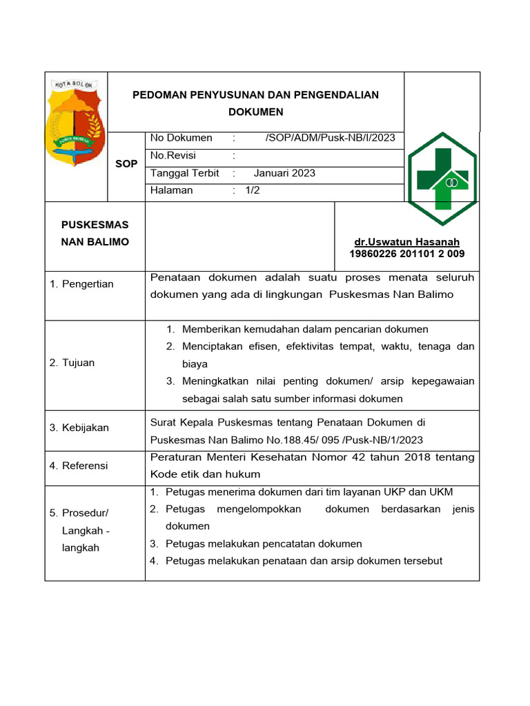 Sop Penyusunan Dokumen | PDF