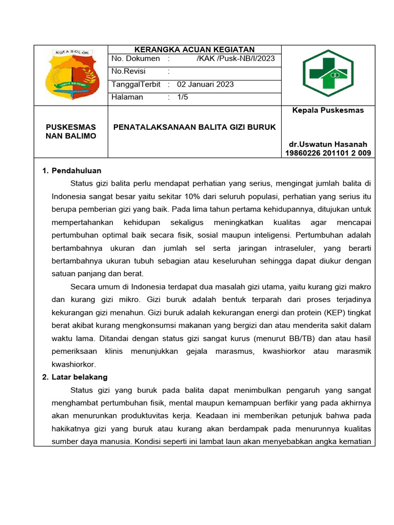 Kak Balita Gizi Buruk | PDF | Pengembangan Diri | Kesehatan Holistik