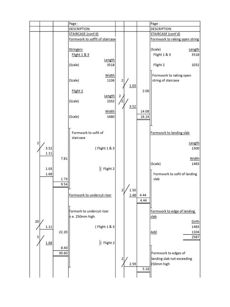 Sample of TO For Staircase-Formwork | PDF | Physical Sciences | Masonry