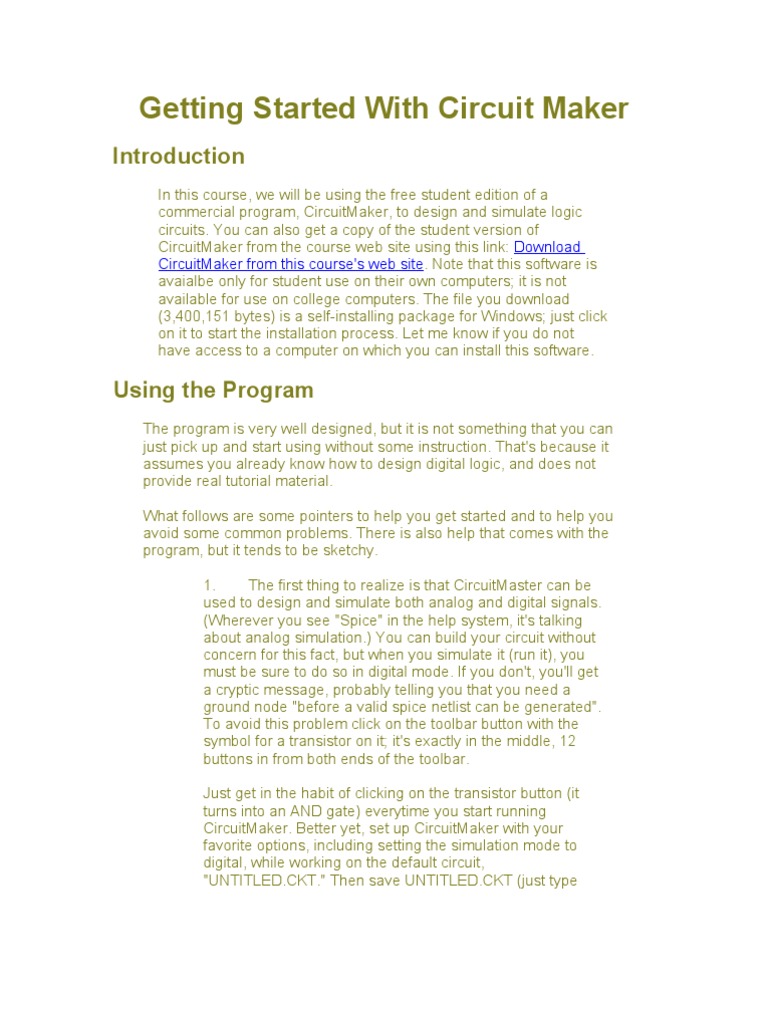 CircuitMaker Student Edition Guide | PDF | Logic Gate | Keyboard Shortcut