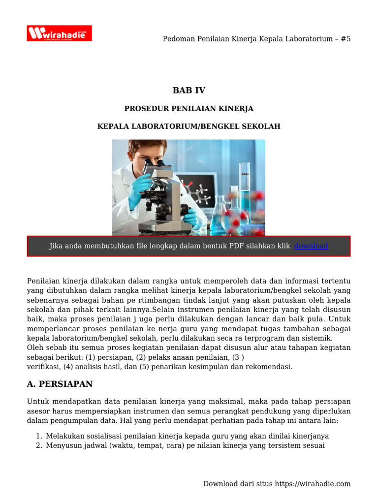 Pedoman Penilaian Kinerja Kepala Laboratorium 5 Pdf