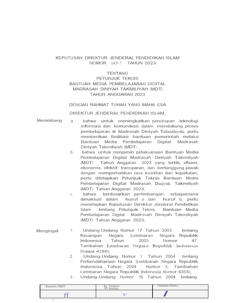 Juknis Media Pembelajaran Digital Madrasah Diniyah Takmiliyah (MDT) Tahun 2023 - Juknis Bantuan ...