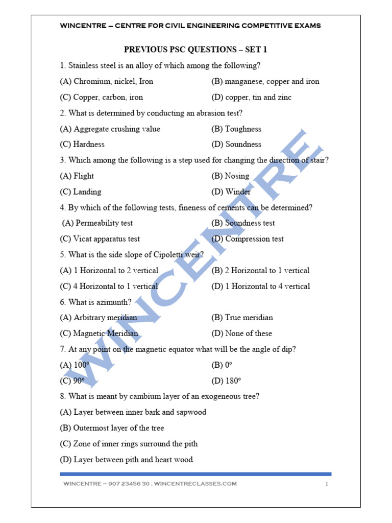 PSC Previos Year Questions | PDF