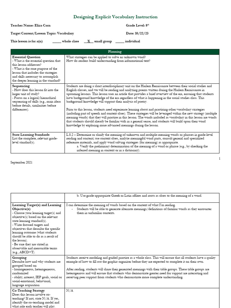Designing Explicit Vocabulary Instruction | PDF | Word | Vocabulary