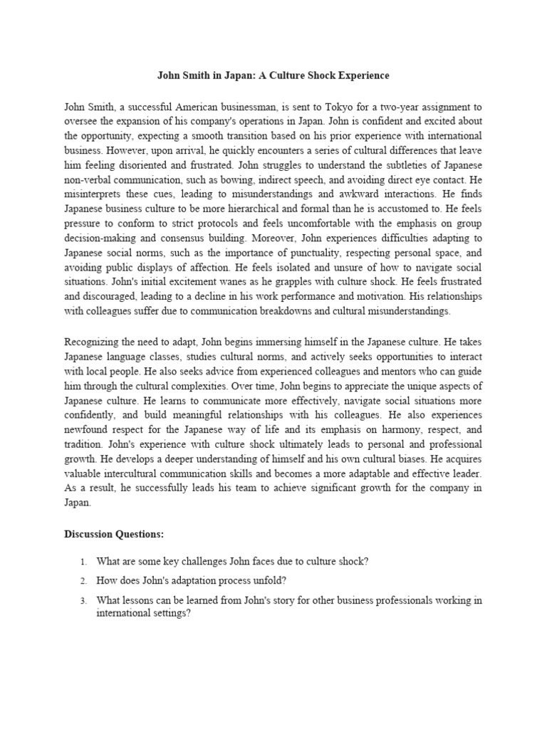 Culture Shock Case Study | PDF