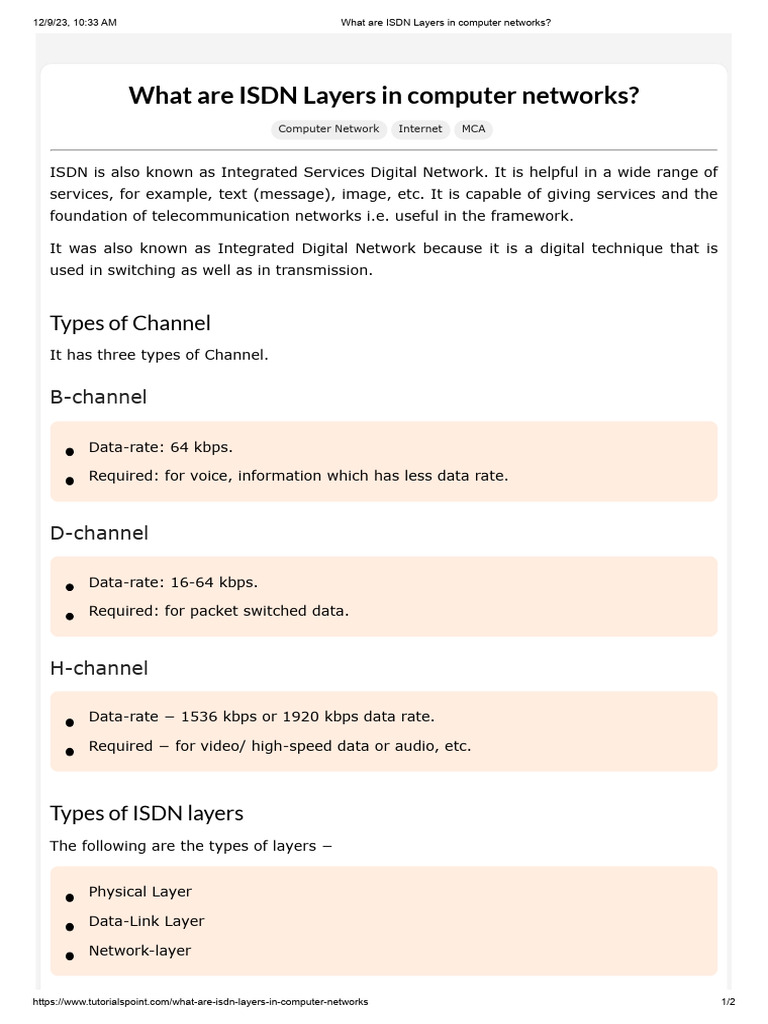 What Are ISDN Layers in Computer Networks | PDF