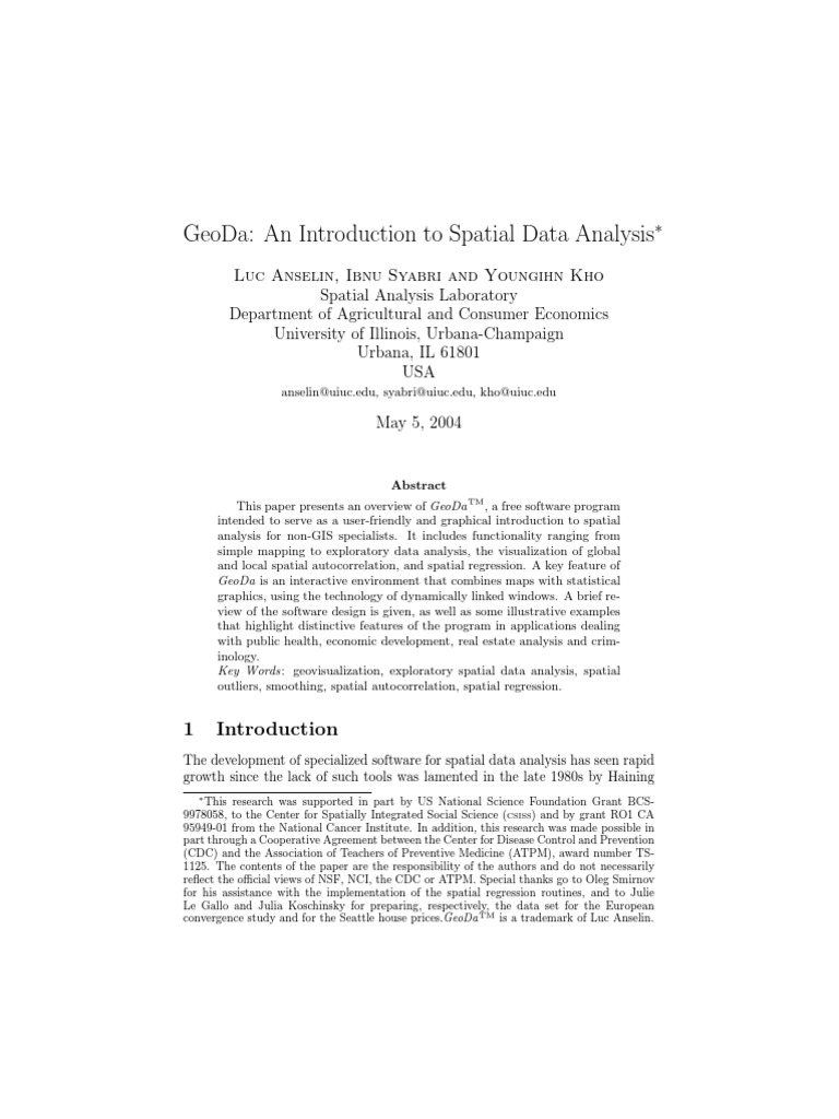 GeoDa: Spatial Analysis for Beginners | PDF | Spatial Analysis | Regression Analysis