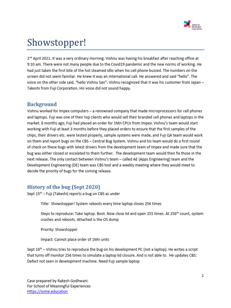 Showstopper | PDF | Software Bug | Computing