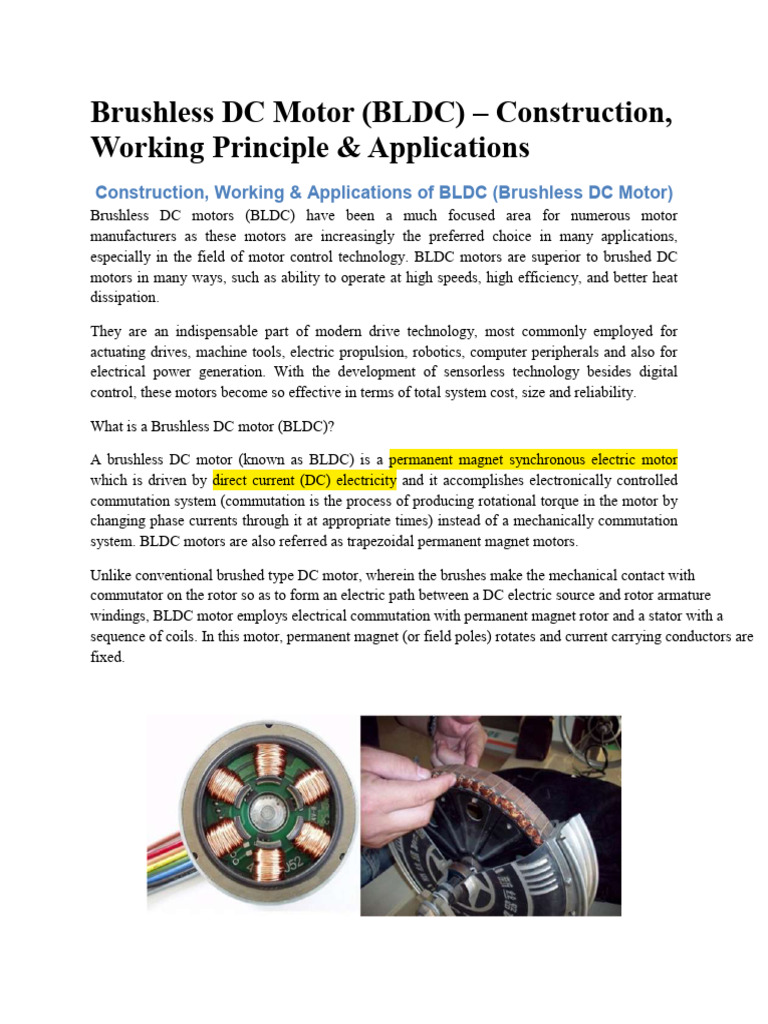 BLDC Motor | PDF | Electric Motor | Electrical Engineering