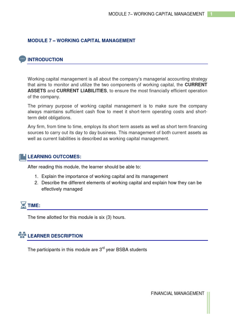 Module_7_-_Working_Capital_Management | PDF