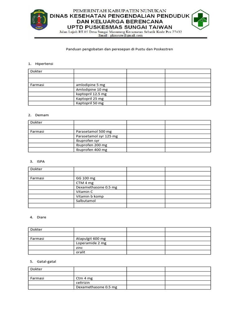Panduan Penggunaan Obat Di Pustu Dan Poskestren | PDF