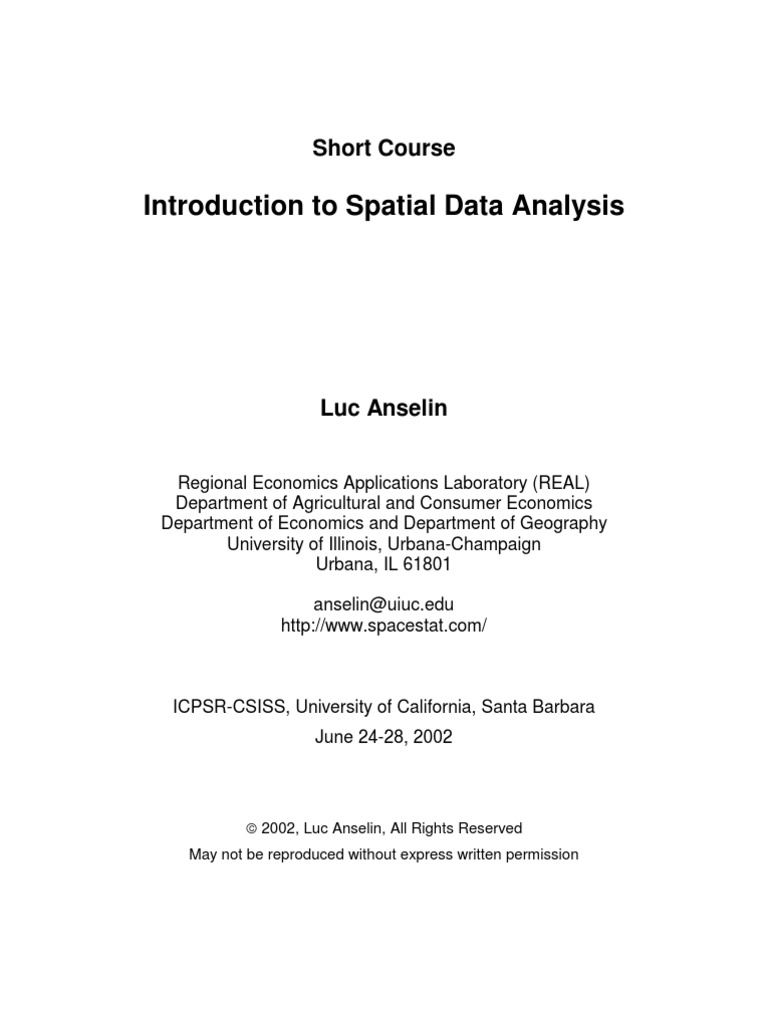 Introduction To Spatial Data Analysis | PDF | Spatial Analysis | Regression Analysis