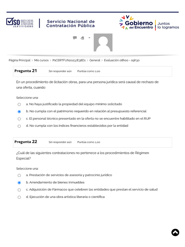Evaluación SERCOP 4 | PDF