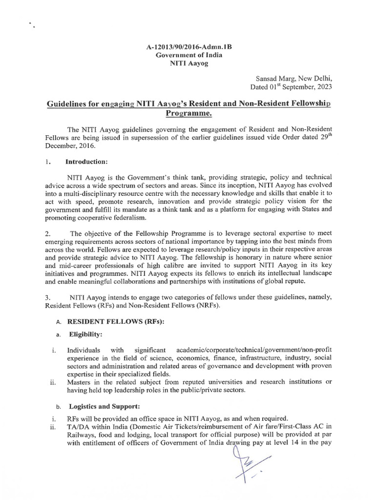 Resident Non Resident Fellowship Programme | PDF