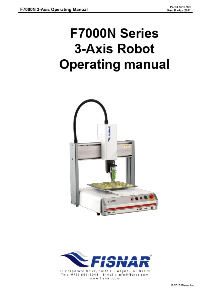 Fisnar Operating Manual F73 7400N Desktop Robot 3 Axis | PDF ...