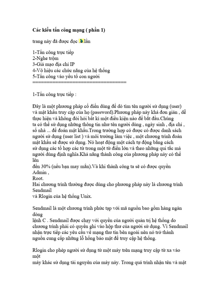 Cac Kieu Tan Cong Mang | PDF