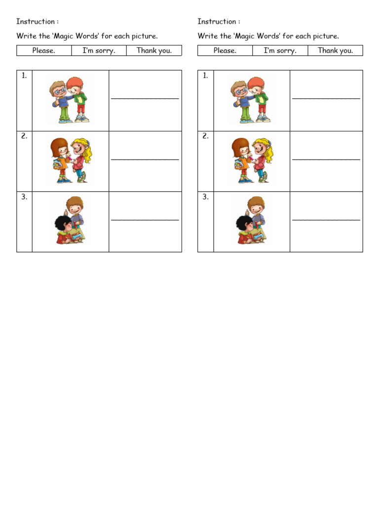 Magic Words (Worksheet) | PDF