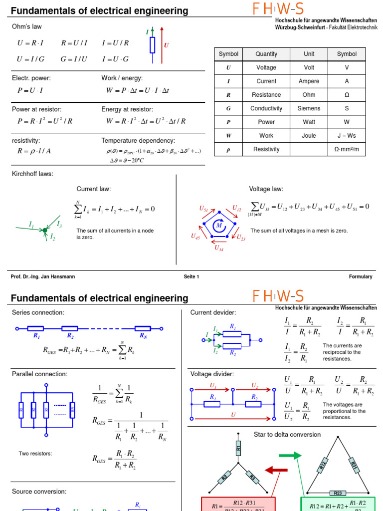 Formulary | PDF | Ac Power | Electronics