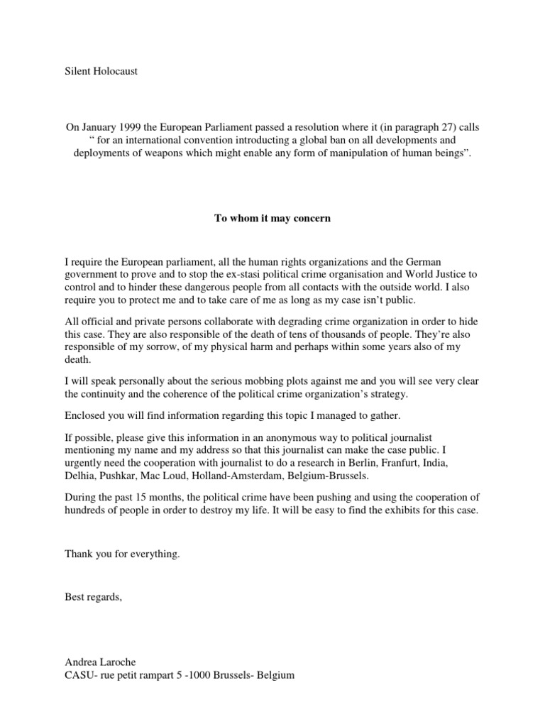 Stralenfolter - Andrea Laroche - Silent Holocaust | PDF | Stasi | Stalking