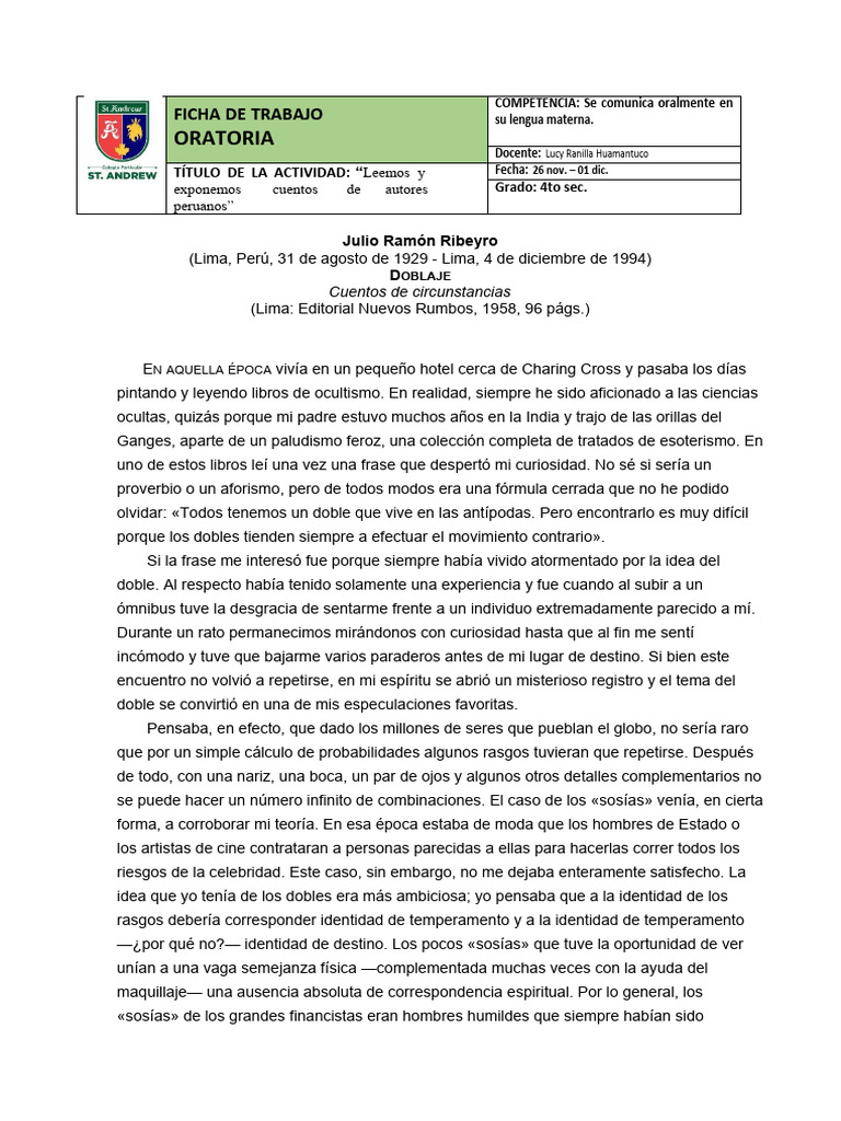 Ficha Lect. El Doblaje | PDF | Ficción general