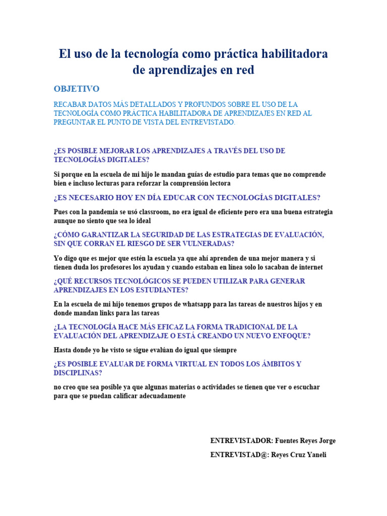 El uso de la tecnología como práctica habilitadora de aprendizajes en ...