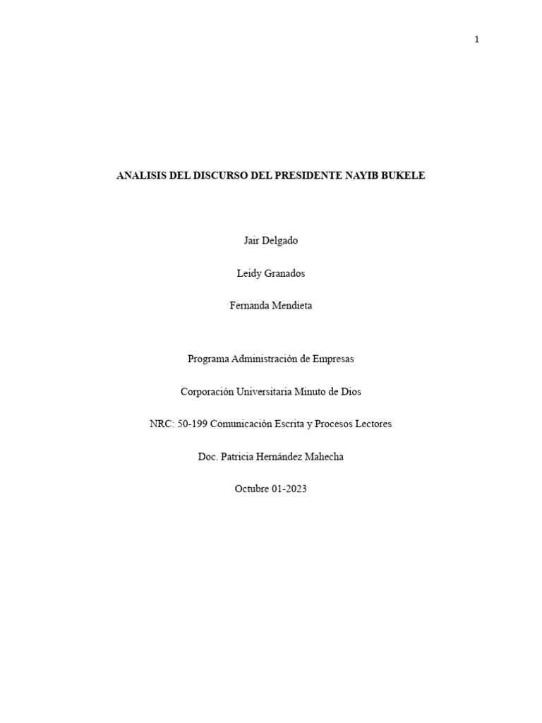 Trabajo de Analisis Del Discurso Politico | PDF | El Salvador | Gobierno