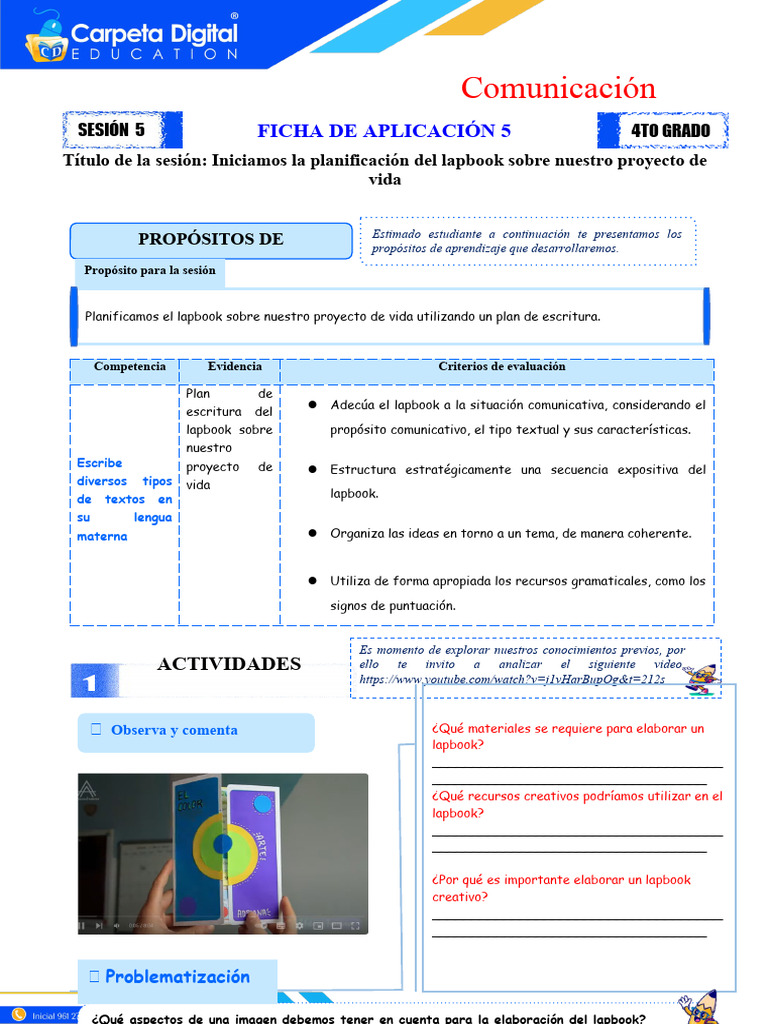 4° - Ficha - de - Aplicación Sesión5 Sem.3 Exp.7 Com | PDF | Aprendizaje | Evaluación