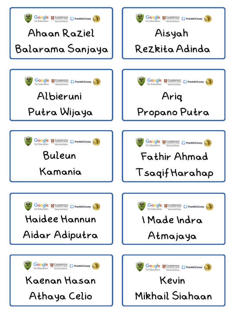 Simple Blue Maths Name Tag Class Set | PDF