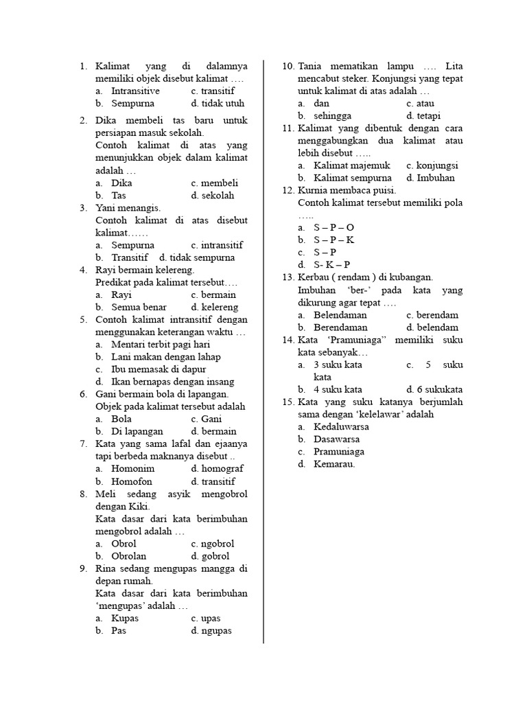 Soal Basindo Ulangan 4 | PDF | Seni & Disiplin Bahasa