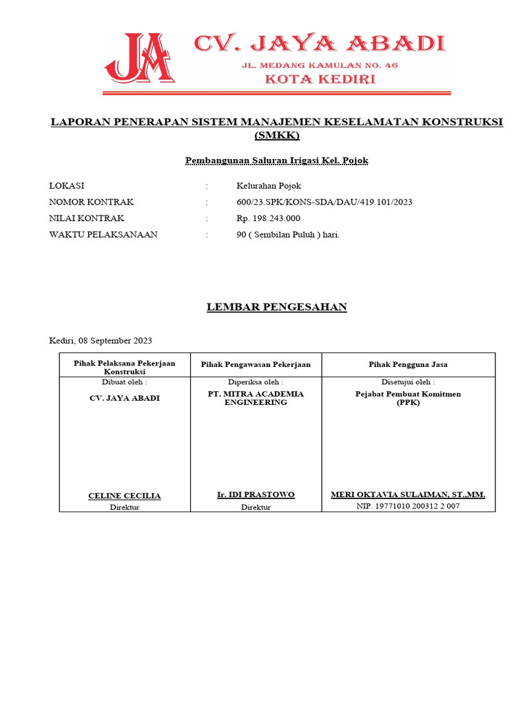 Laporan Pelaksanaan RKK | PDF | Teknologi & Rekayasa