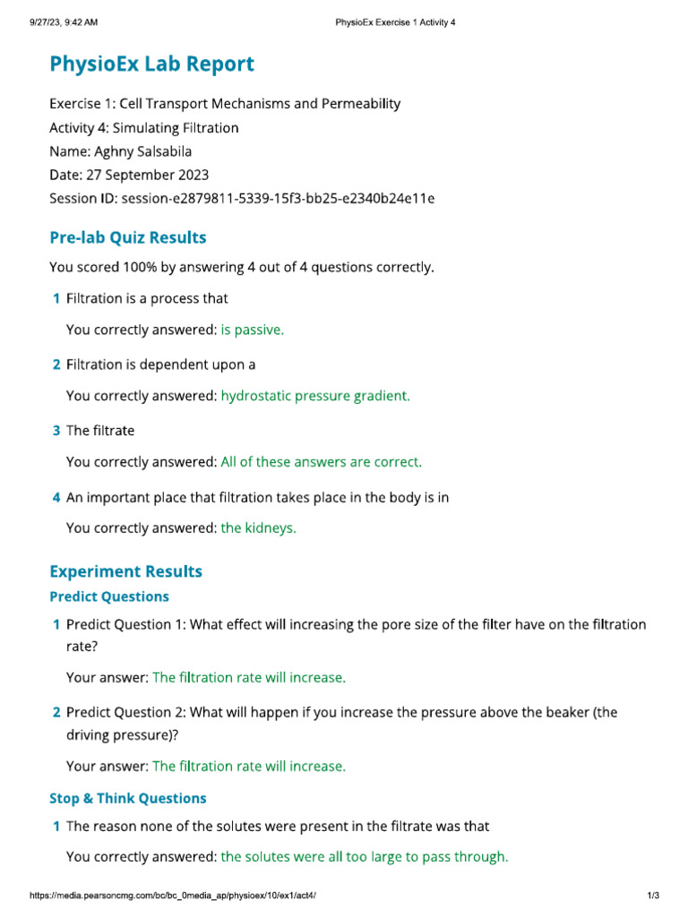 Physioex Lab Report Exercise 1 Activity 4 | PDF