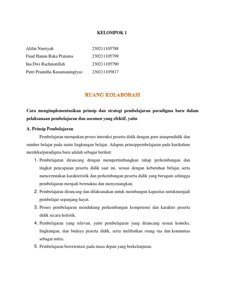 KELOMPOK 1 Asesmen Ruang Kolab | PDF