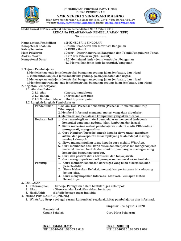 07 RPP Dasar Konstruksi Bangunan 3.2 Dan 4.2 Beserta Lampiran | PDF | Seni