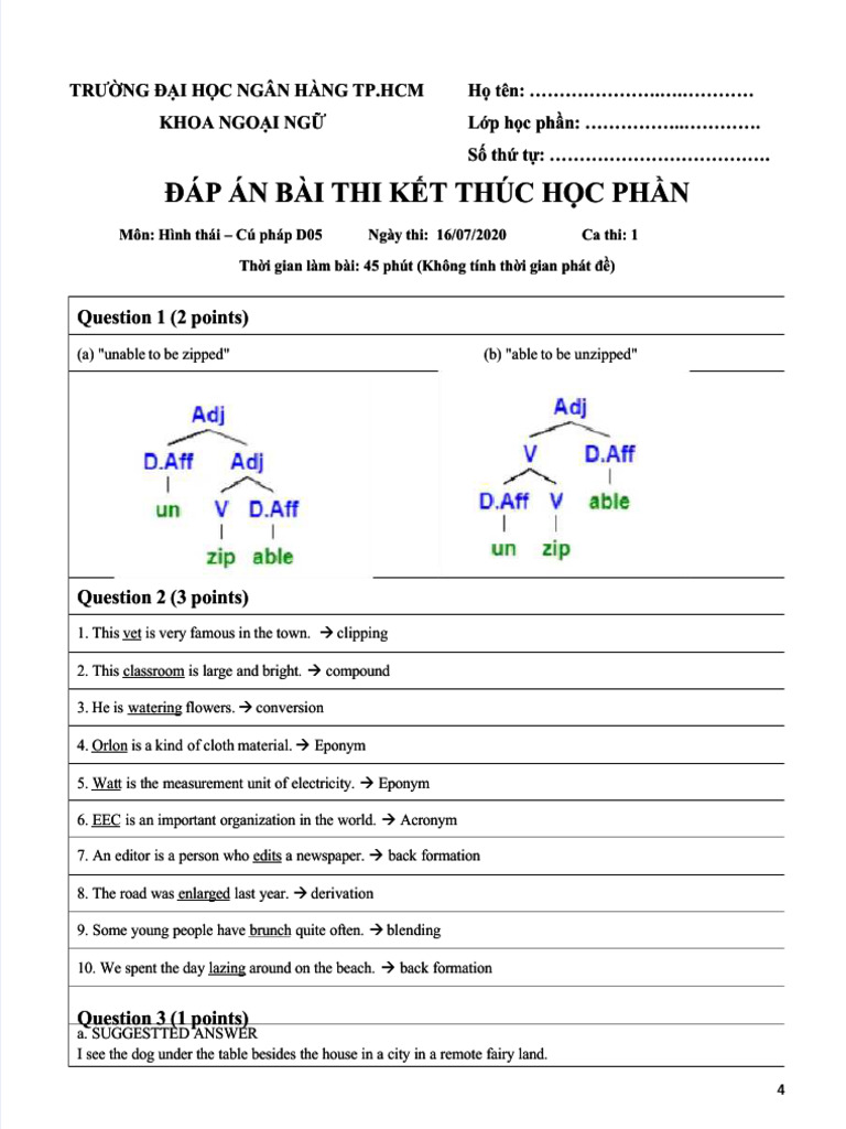 PDF Extracted Pages From Morpho Syntax d05 Finalexam - Compress | PDF