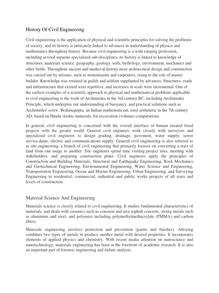 History Of Civil Engineering Pdf Civil Engineering Engineering